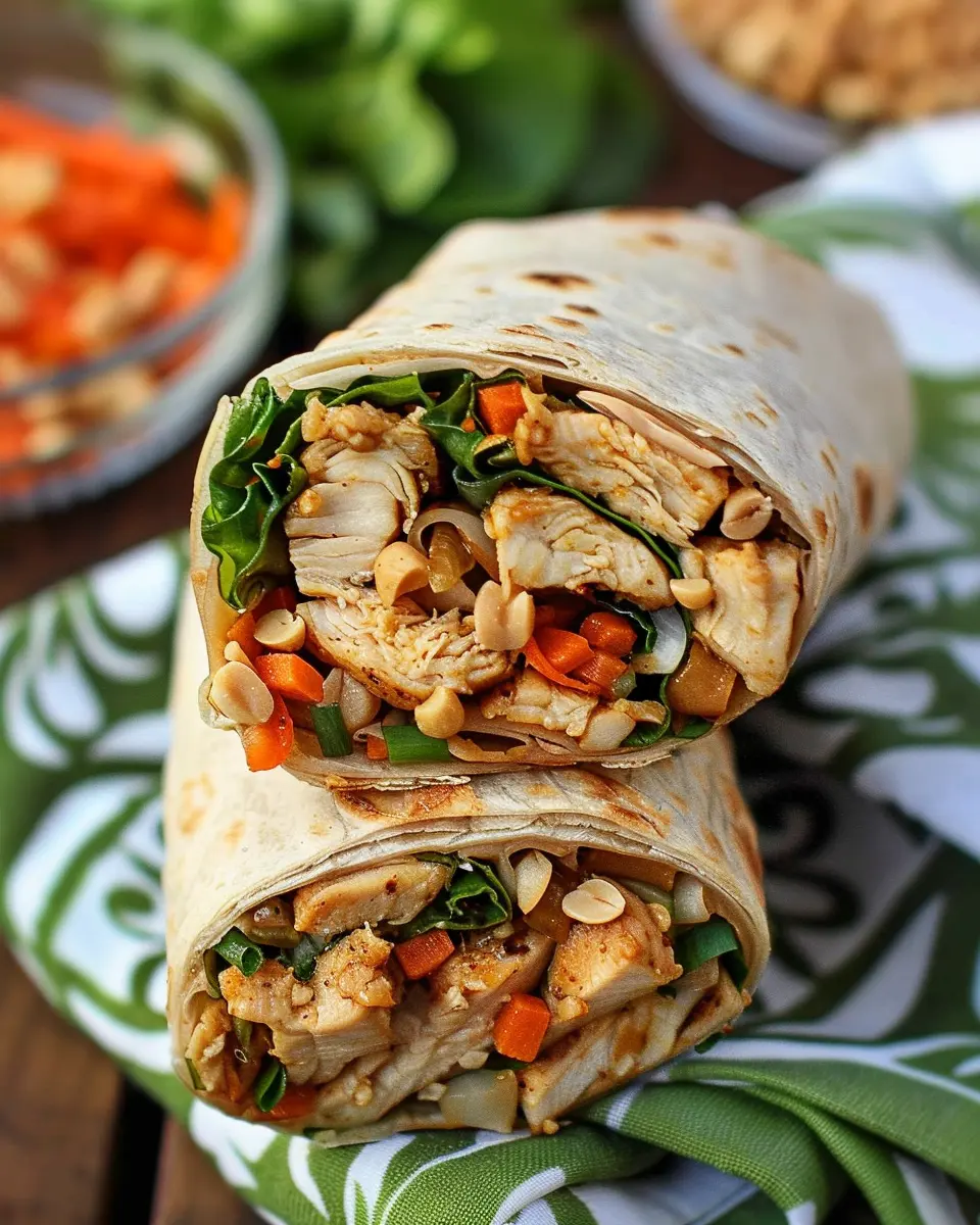 Thai Peanut Chicken Wraps