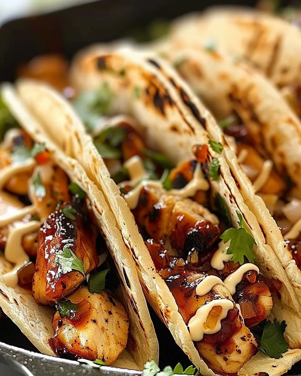 Garlic Butter Honey BBQ Chicken Tacos